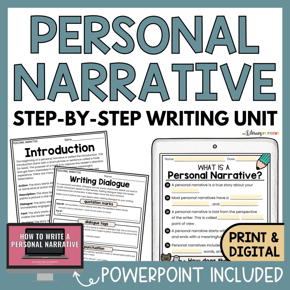 Personal Narrative Anchor Chart Free Printable PDF Literacy In Focus Personal Narrative Anchor Chart Free Printable PDF Literacy In Focus