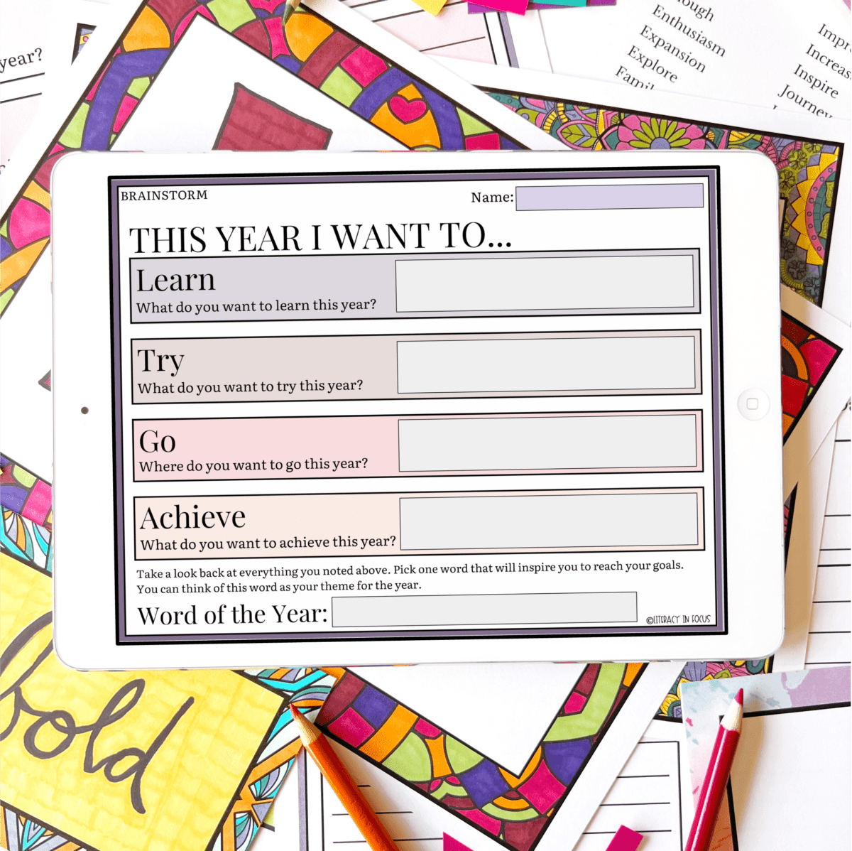 Word of the Year Ideas List for Students | Printable PDF - Literacy In ...