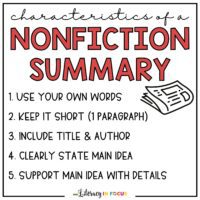 Anchor Chart for Teaching Nonfiction Summarizing - Literacy In Focus