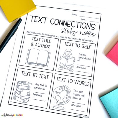 Text Connections Graphic Organizer PDF - Literacy In Focus