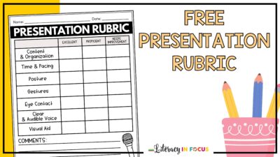 Oral Presentation Rubric | Free Printable PDF - Literacy In Focus