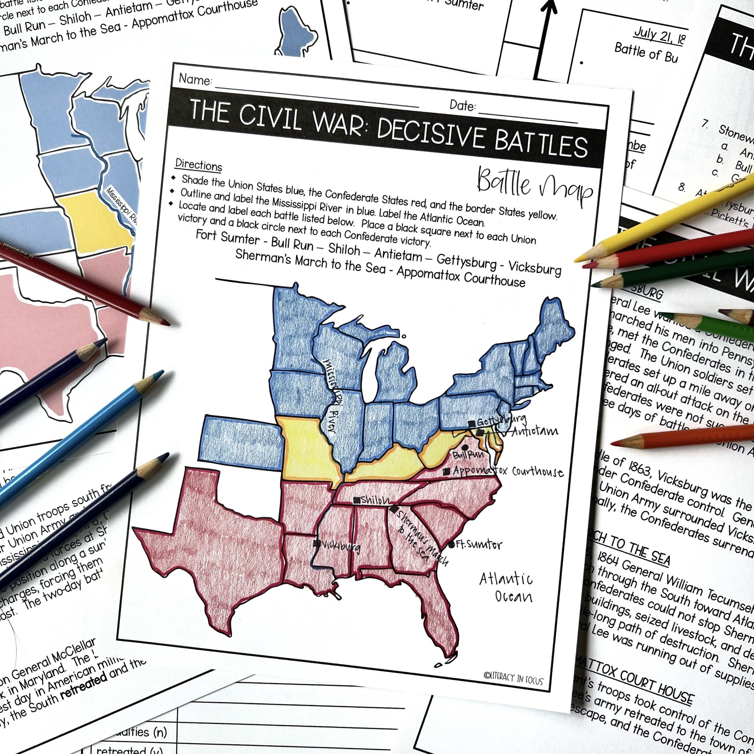 Civil War Battles Timeline Activity | Free Worksheet - Literacy In Focus