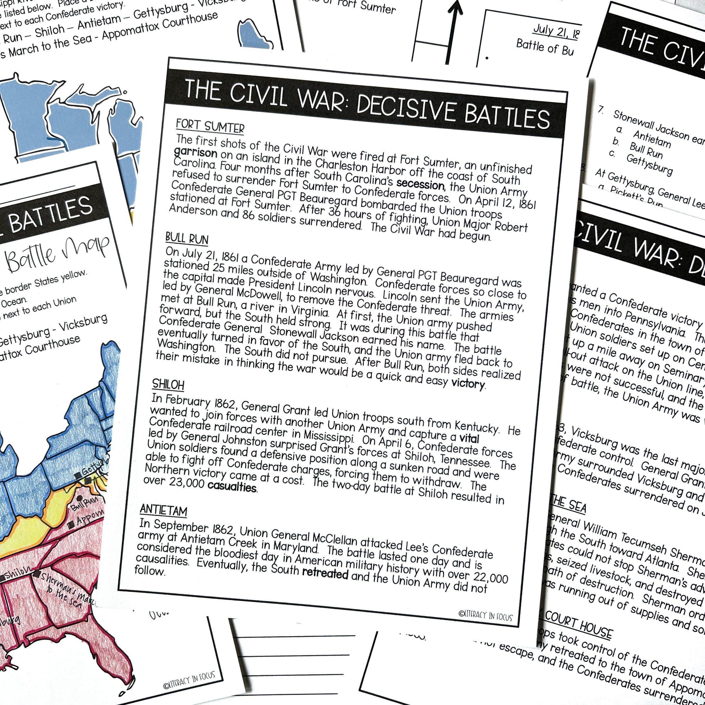Civil War Battles Timeline Activity | Free Worksheet - Literacy In Focus