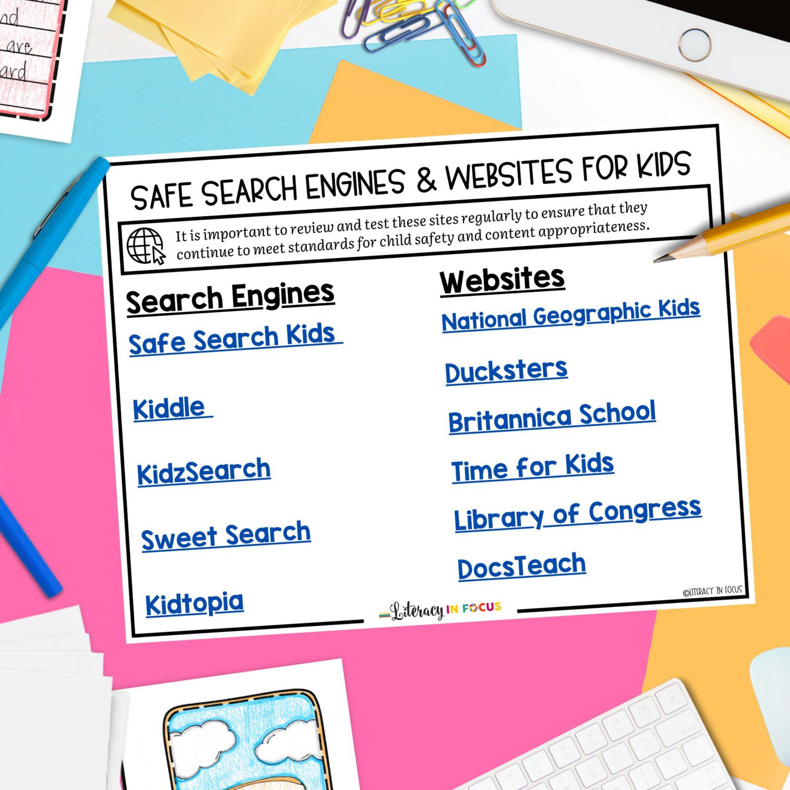 Free List of Safe Research Websites for Kids - Literacy In Focus